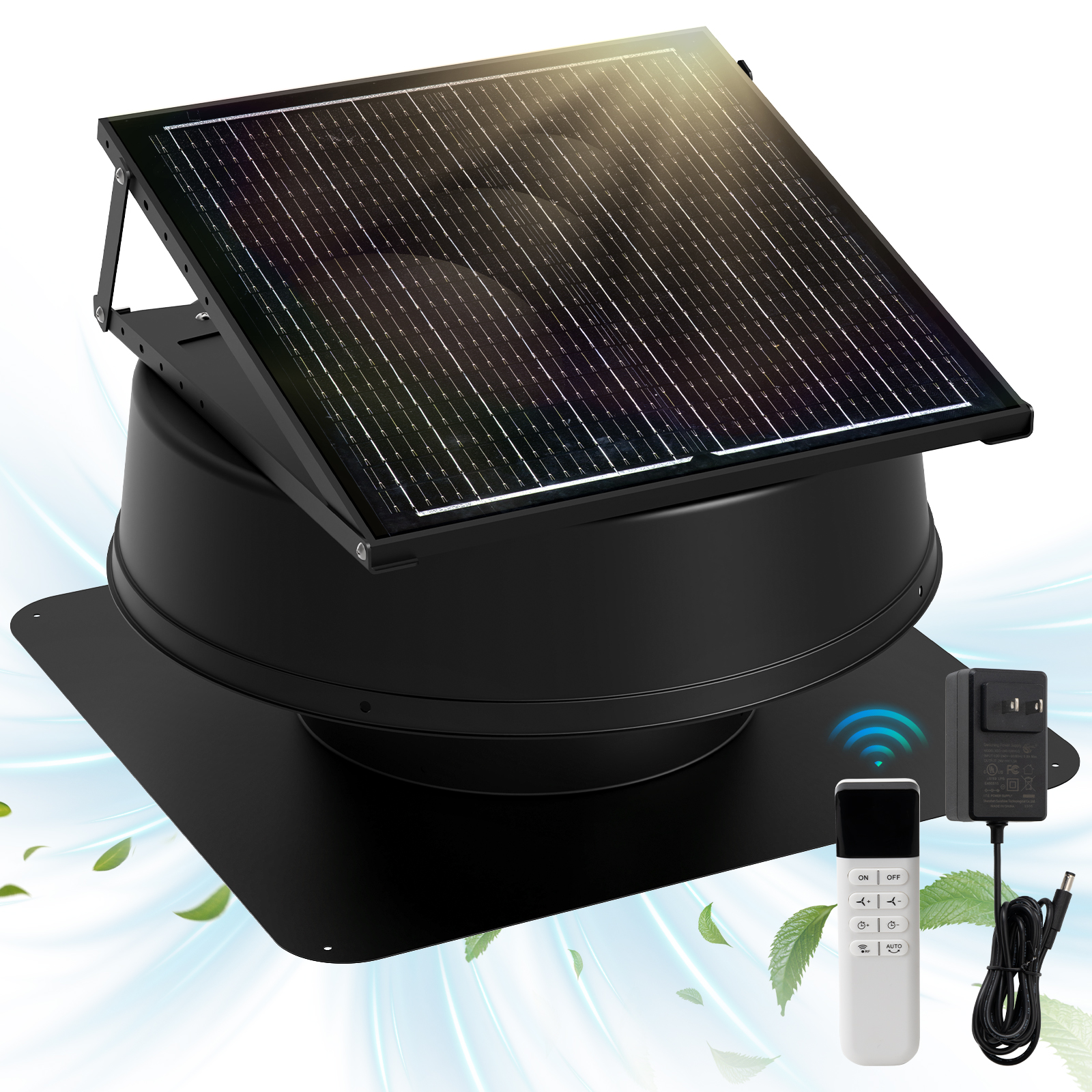 55W Solar Roof Vent Fan – 1300 CFM, Ultra-Quiet, Weatherproof with AC ...